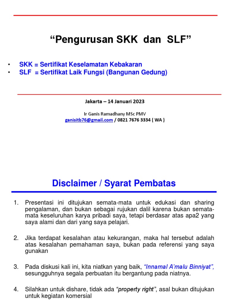Webinar SKK Dan SLF 14 Januari 2023 Final BP Ganis | PDF