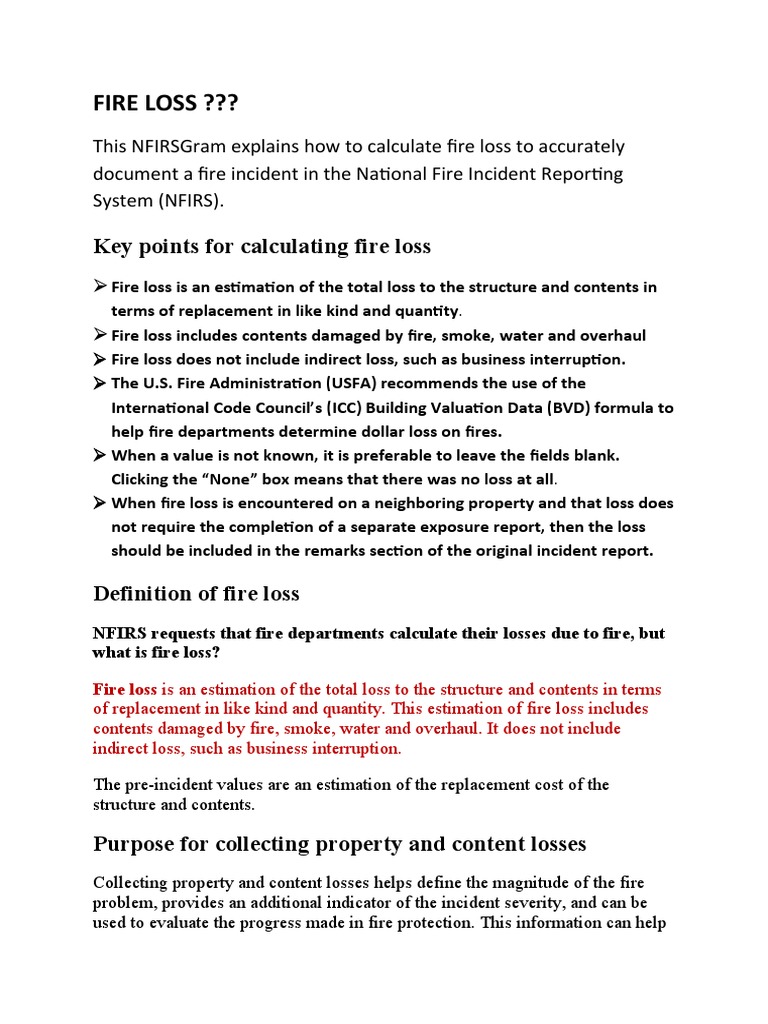 Fire Loss | PDF