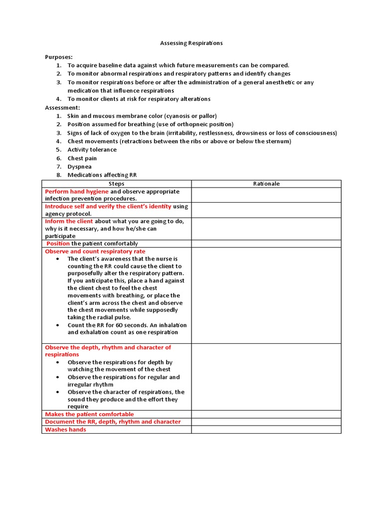 Assessing Respirations Guide | PDF