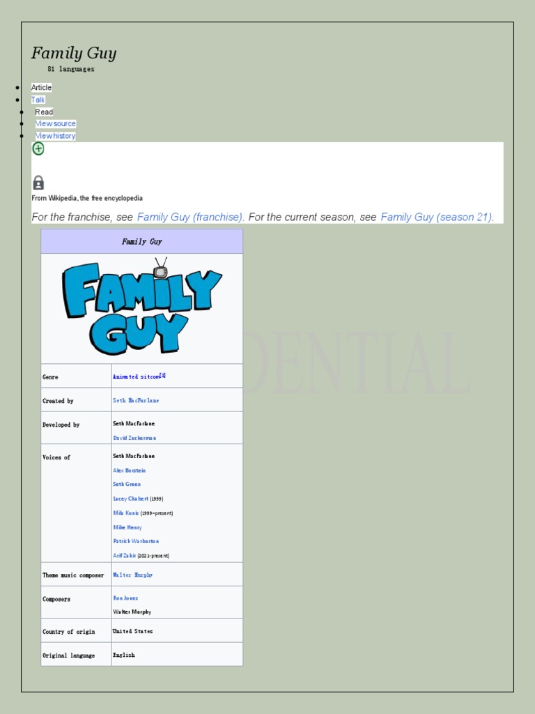 Family Guy | PDF | Works | Television Series Created