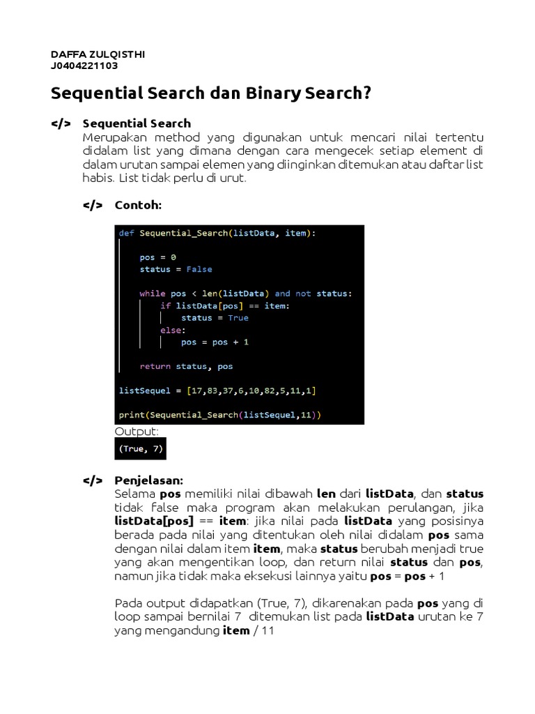 Perbandingan Sequential dan Binary Search | PDF