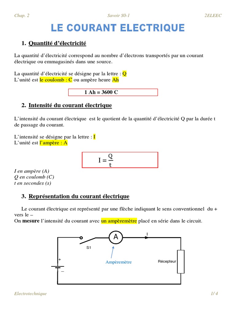 Chap2 Le Courant Electrique | PDF | Courant électrique | Grandeur physique