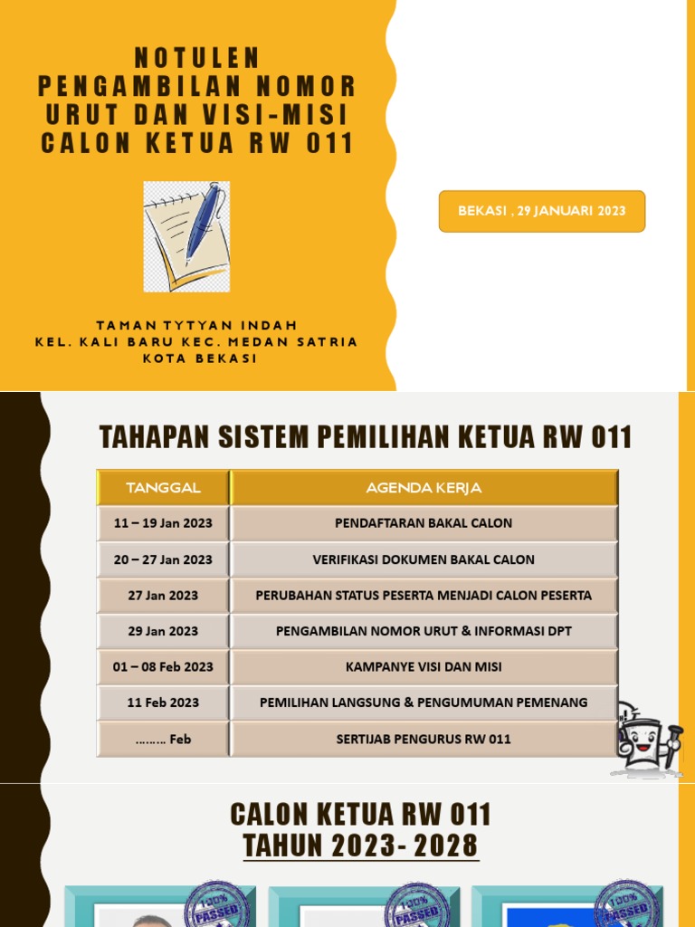 Mom Rapat Pemilihan Calon Ketua RW 011 | PDF