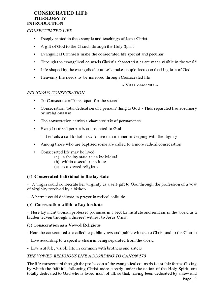 Consecrated Life | Download Free PDF | Catholic Church | Eucharist