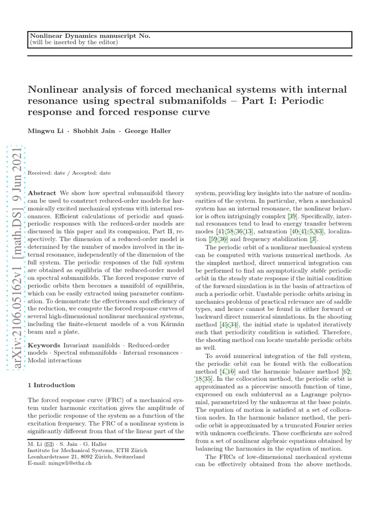 Li, Jain, Haller - 2021 - Nonlinear Analysis of Forced Mechanical ... Li, Jain, Haller - 2021 - Nonlinear Analysis of Forced Mechanical ...