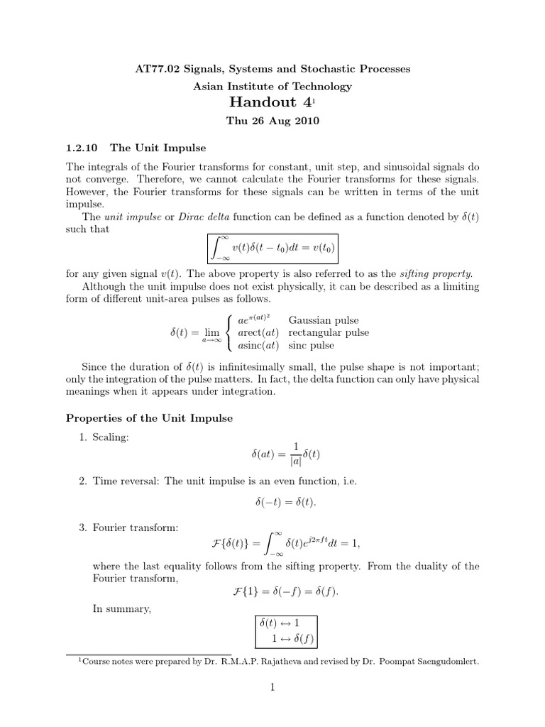 Handout 4: Course Notes Were Prepared by Dr. R.M.A.P. Rajatheva and ...