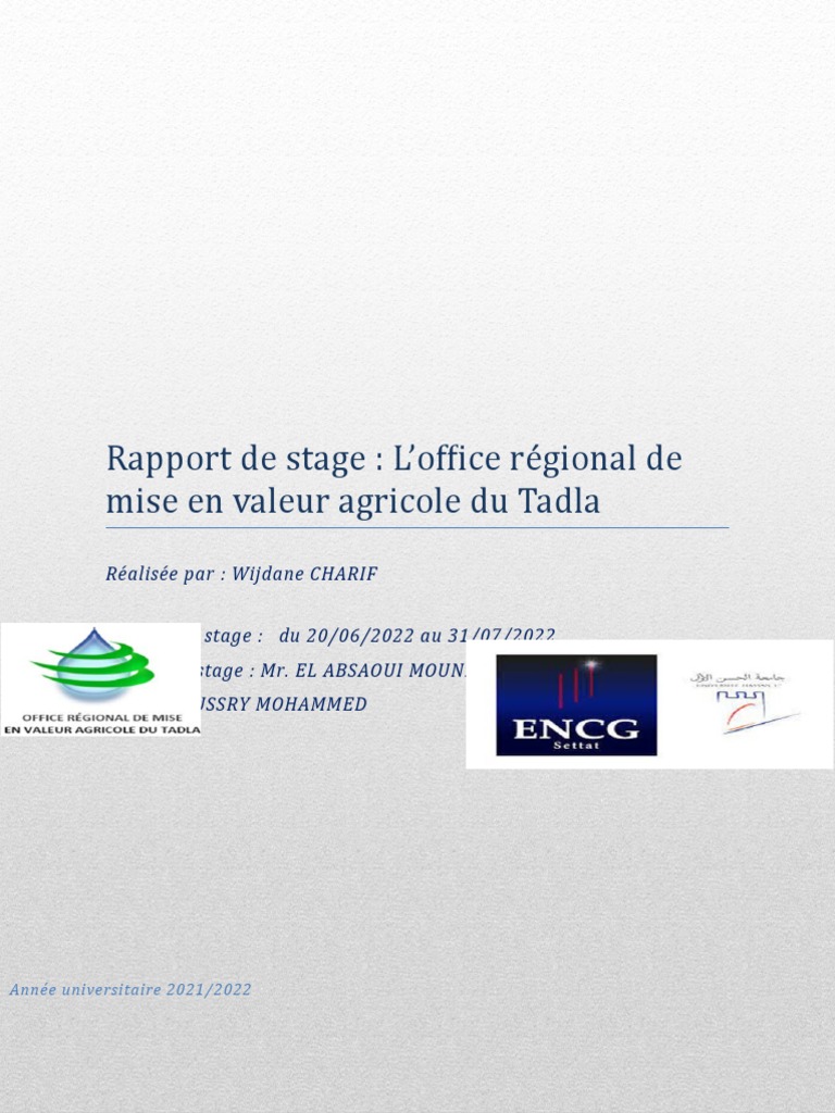 Rapport de Stage Wijdane | PDF | Comptabilité | Agriculture