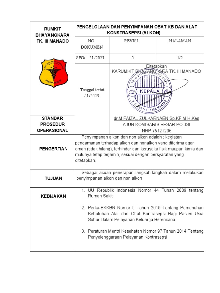 Spo Penyimpanan Obat KB | PDF