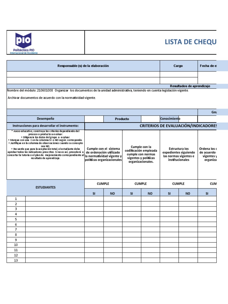 GPFR 010 Lista de Chequeo Gestion Documental 03 1 | PDF | Gestión de ...