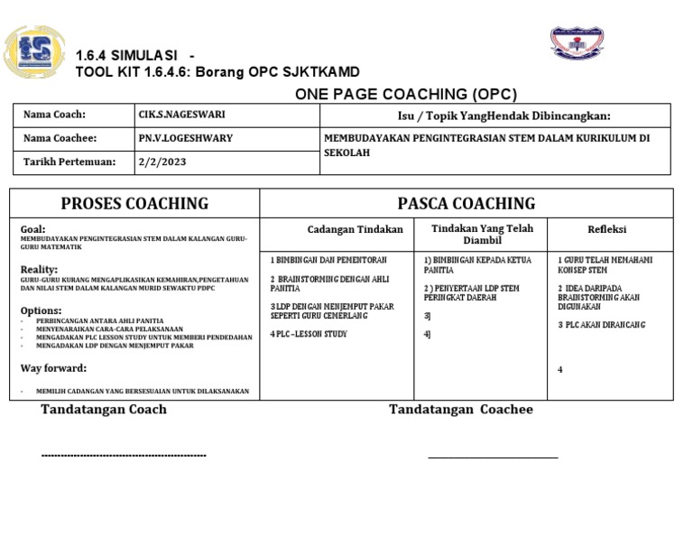 1.6.4 - Borang Opc Sjktkamd | PDF