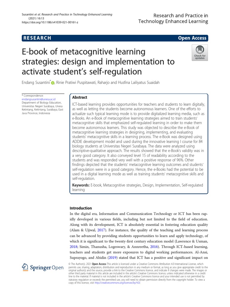 E-Book of Metacognitive Learning Strategies Design | PDF ...