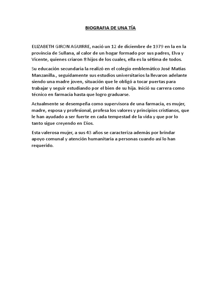 Biografia de Una Tía | PDF