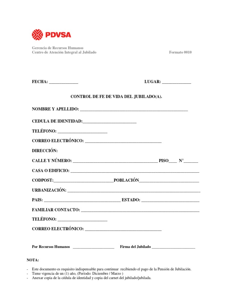 Formatos Fe de Vida - 0010 | PDF