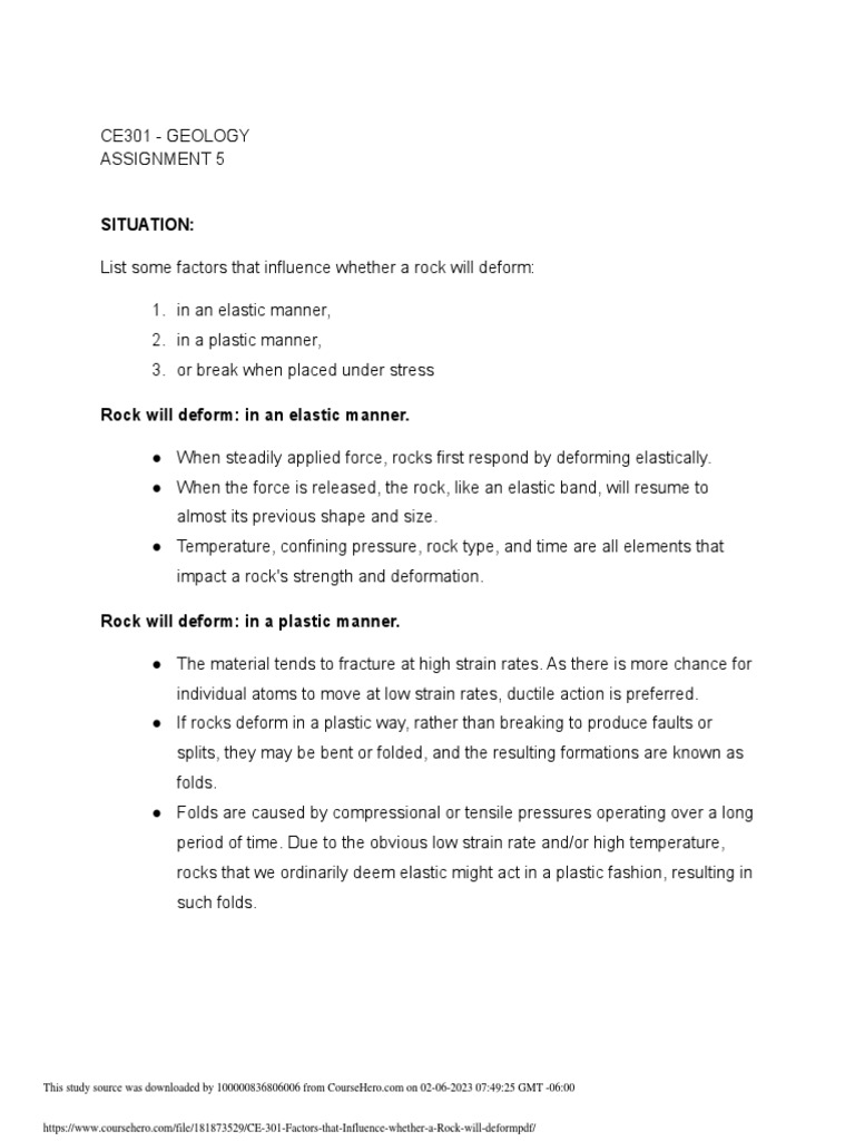 CE 301-GEOLOGY (Factors That Influence Whether A Rock Will Deform ...