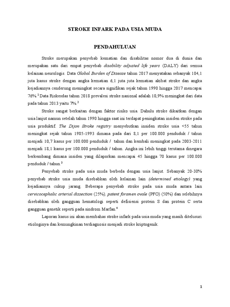 Stroke Infark pada Usia Muda: Kasus dan Penanganan | PDF
