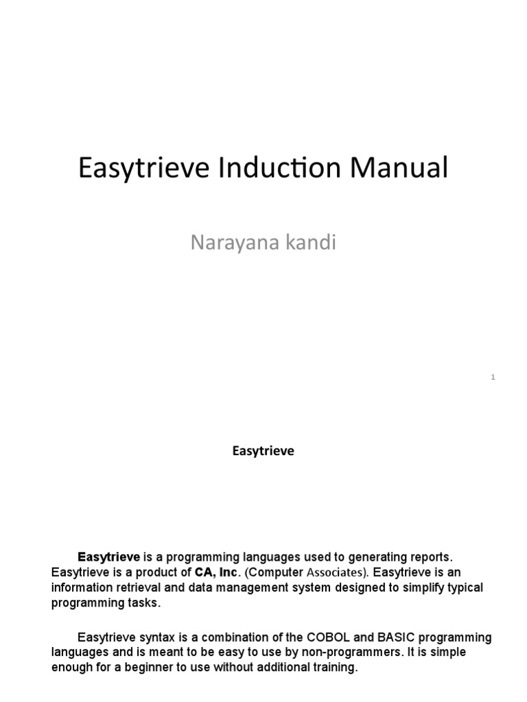Easytrieve Manual Pdf Computer Program Programming 