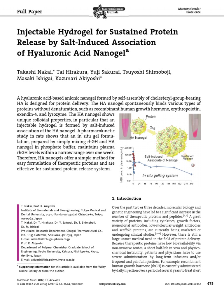Ref 4 Injectable Hydrogel Nakai 2012 | PDF | Materials | Chemistry
