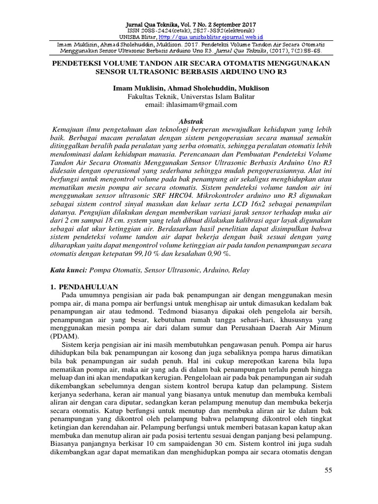 Pendeteksi Volume Tandon Air Secara Otomatis Menggunakan Sensor ...