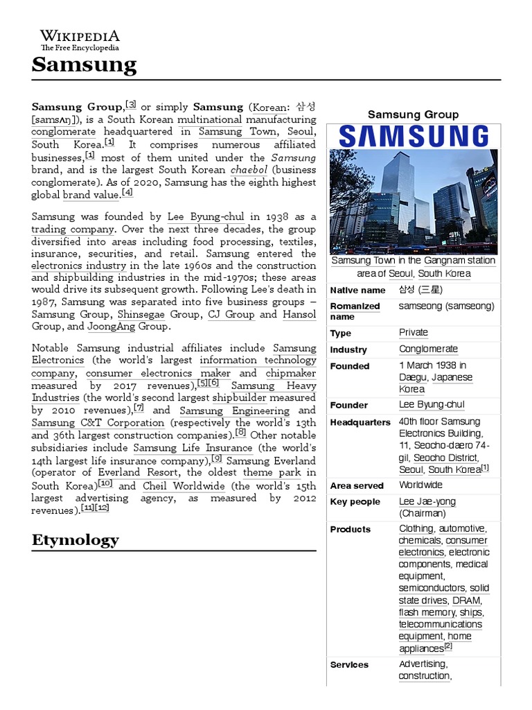 Samsung - Wikipedia | PDF | Samsung | Private Sector