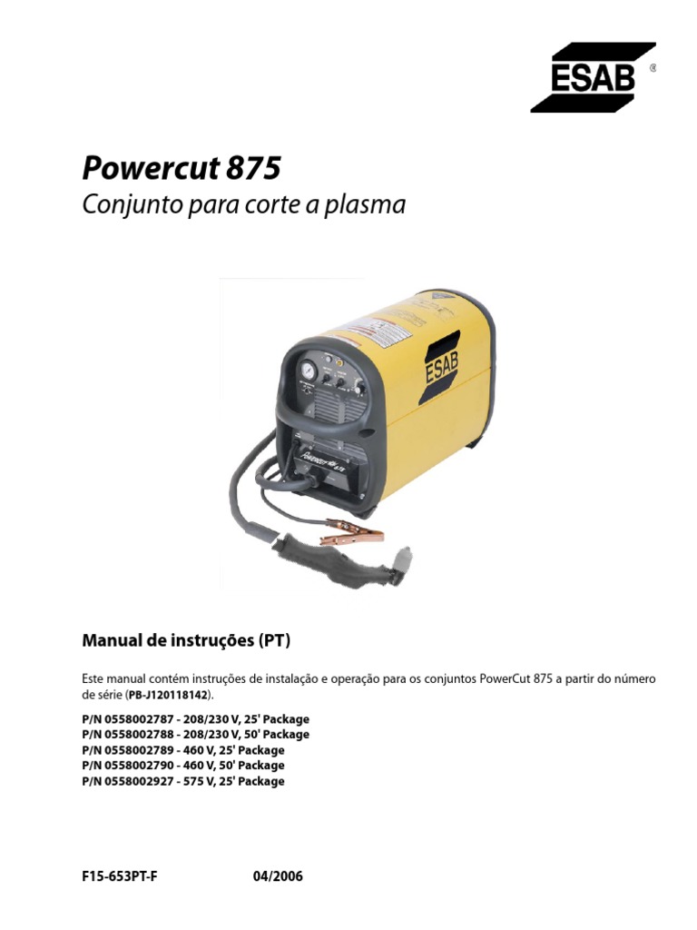 Manual do PowerCut 875: Instalação e Operação | PDF | Fusível (elétrico ...
