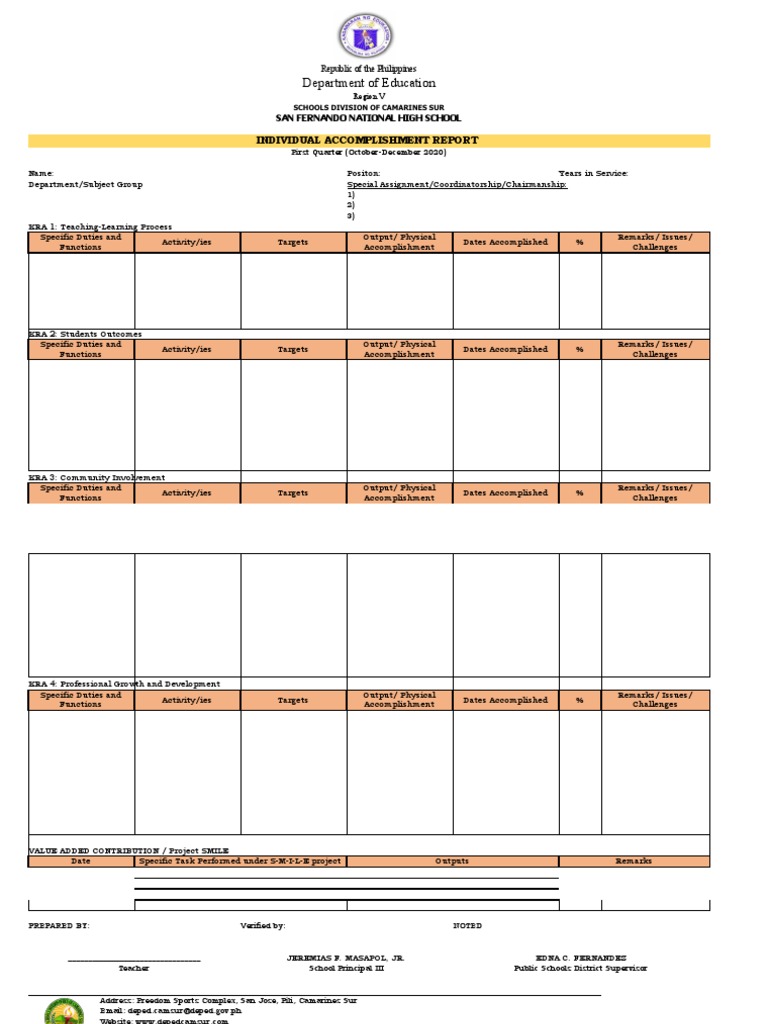 Accomplishment Report Template | PDF