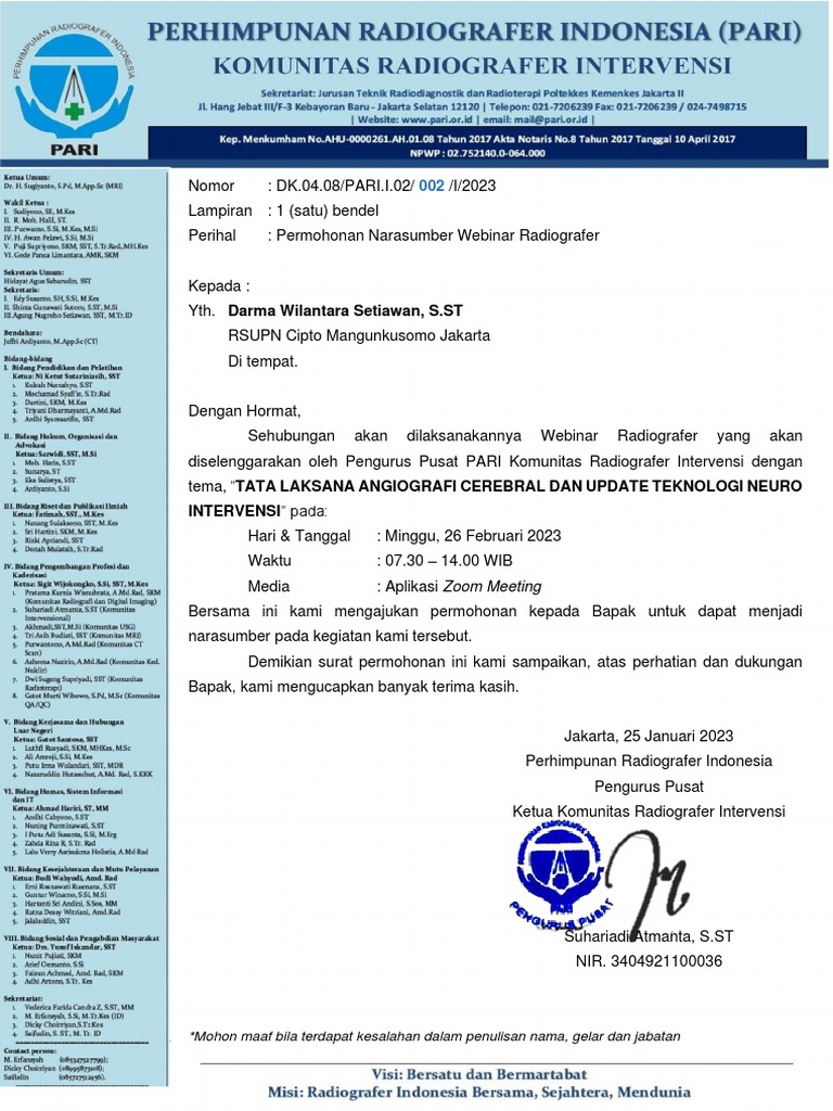 Surat Permohonan Narasumber - Darma Wilantara Setiawan SST | PDF