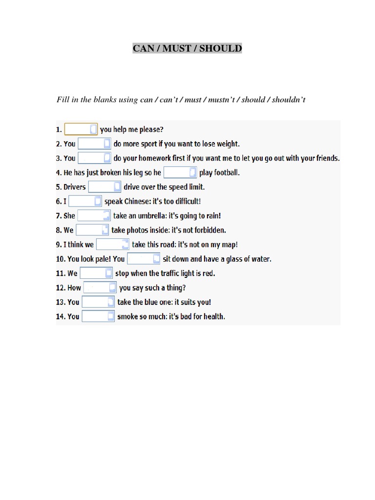 Can Must Should | PDF
