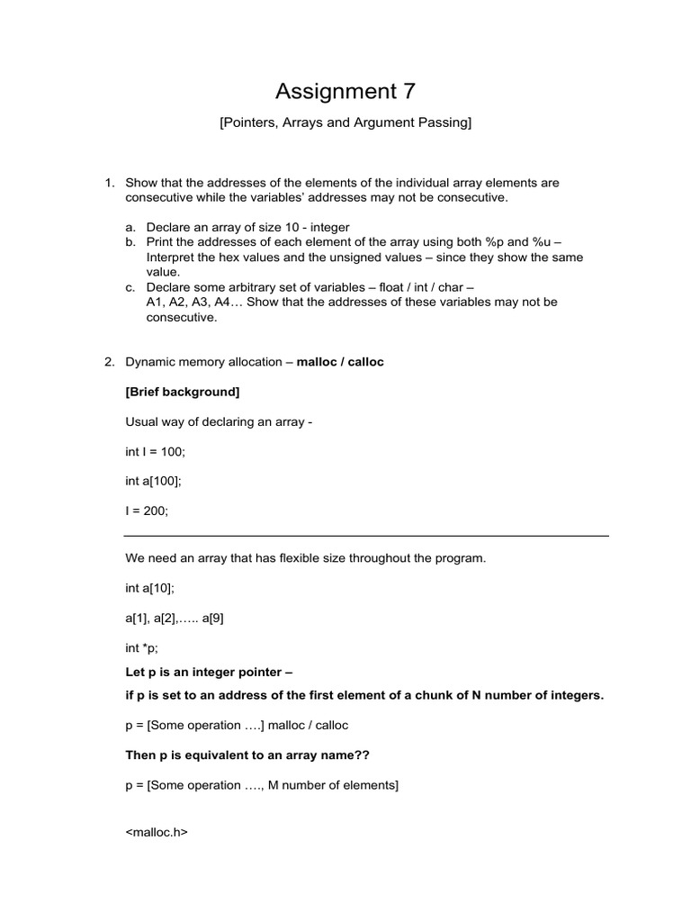 Assignments Pointers Download Free Pdf Pointer Computer Programming Integer Computer 5954
