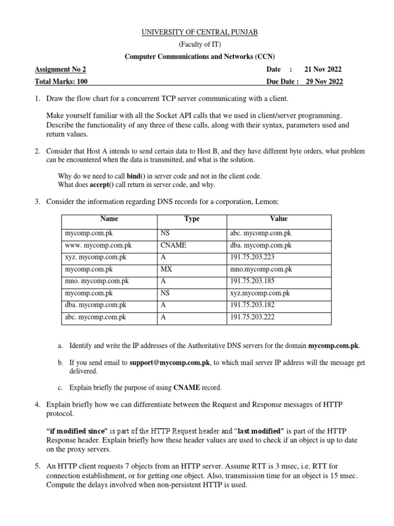 Assignment 02 Ccn Pdf Domain Name System Hypertext Transfer Protocol