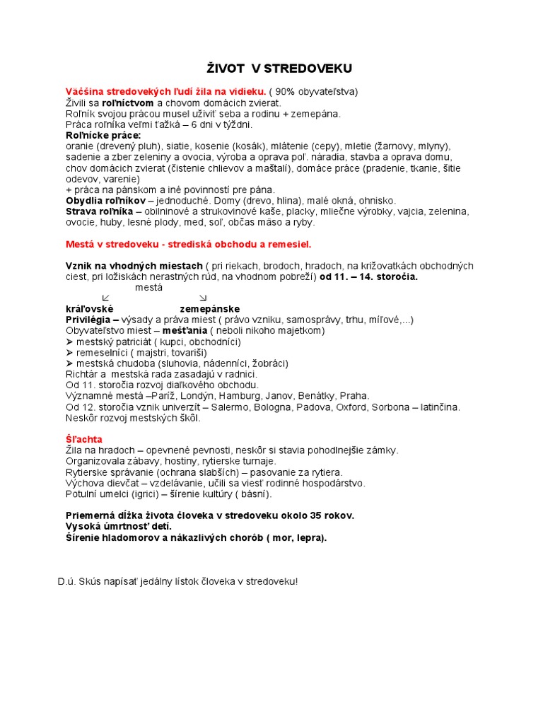 Život V Stredoveku | PDF