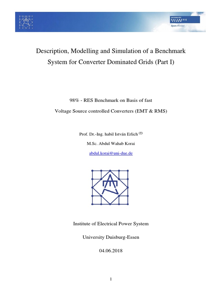 Benchmark System Document - v2 - Part I | PDF | Electrical Grid ...