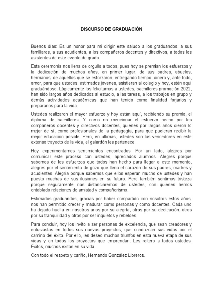 Discurso de Graduación | PDF