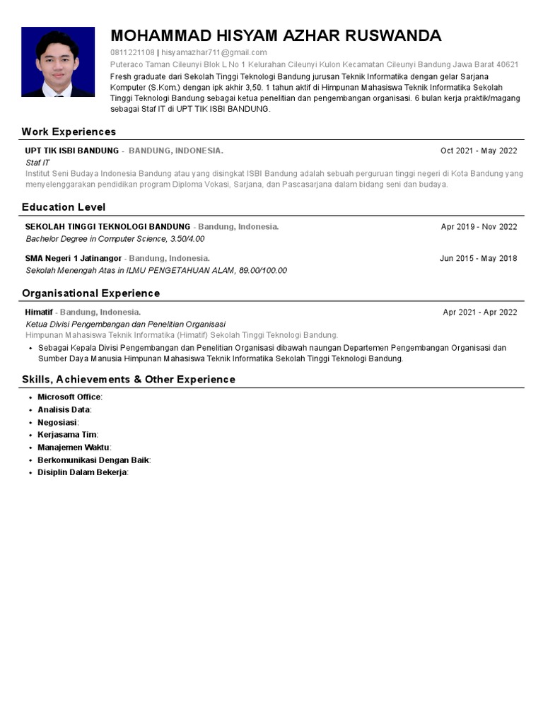 Mohammad Hisyam Azhar Ruswanda-Resume | PDF