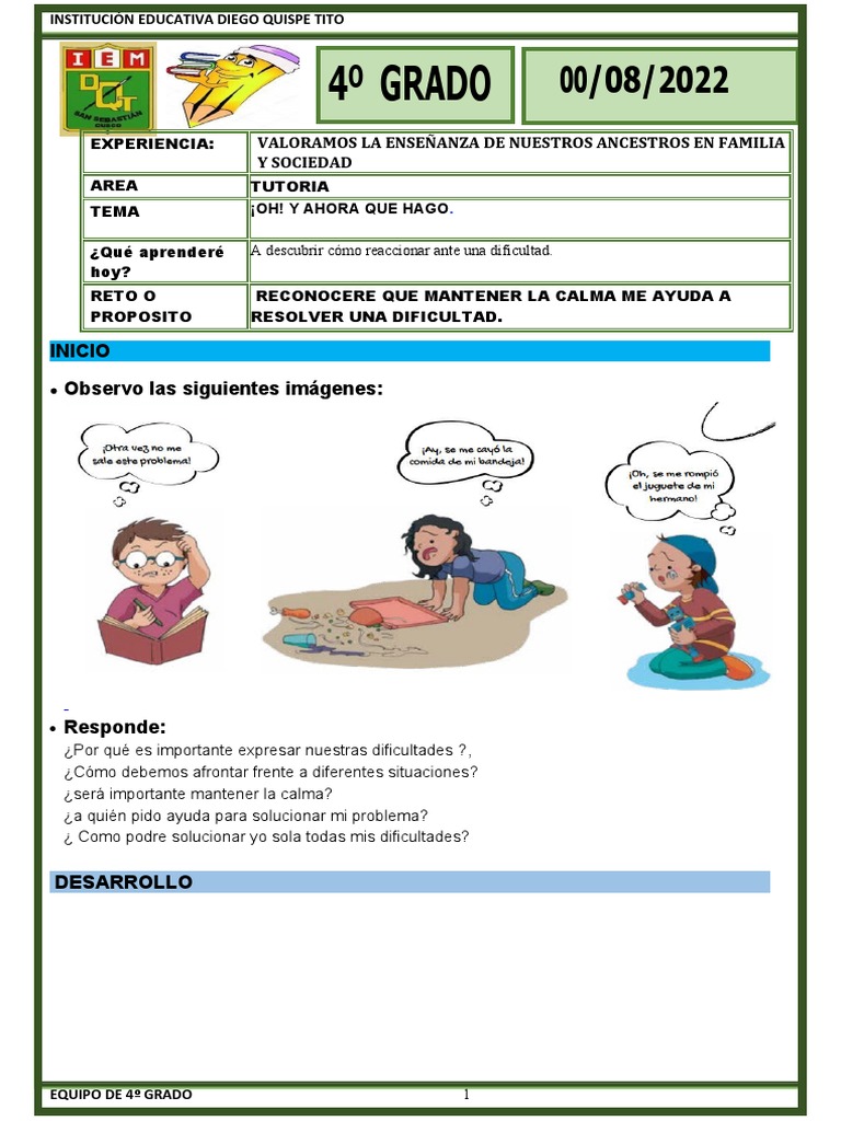 Oh y Ahora Que Hago Tutoria | PDF