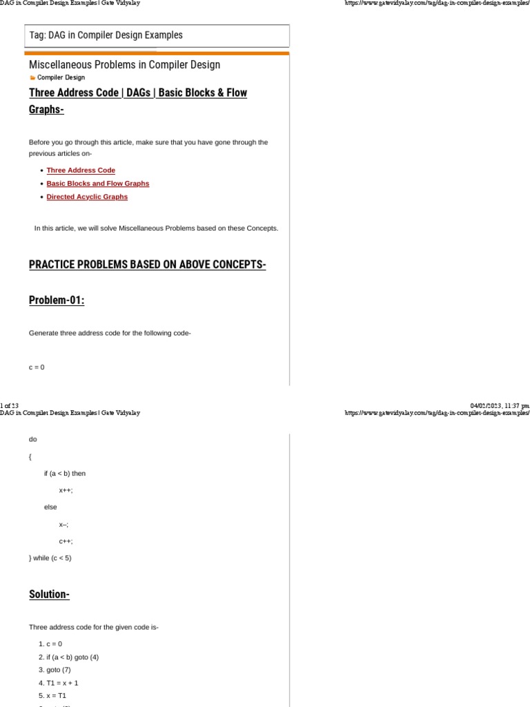 DAG in Compiler Design Examples Gate Vidyalay | PDF | Discrete ... DAG in Compiler Design Examples Gate Vidyalay | PDF | Discrete ...
