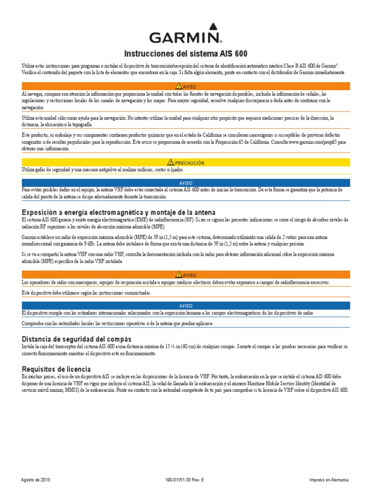 AIS 600 Instructions ES | PDF | Radio | Antena (Radio)