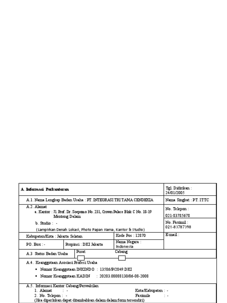 Data Administrasi PT ITTC Jakarta | PDF