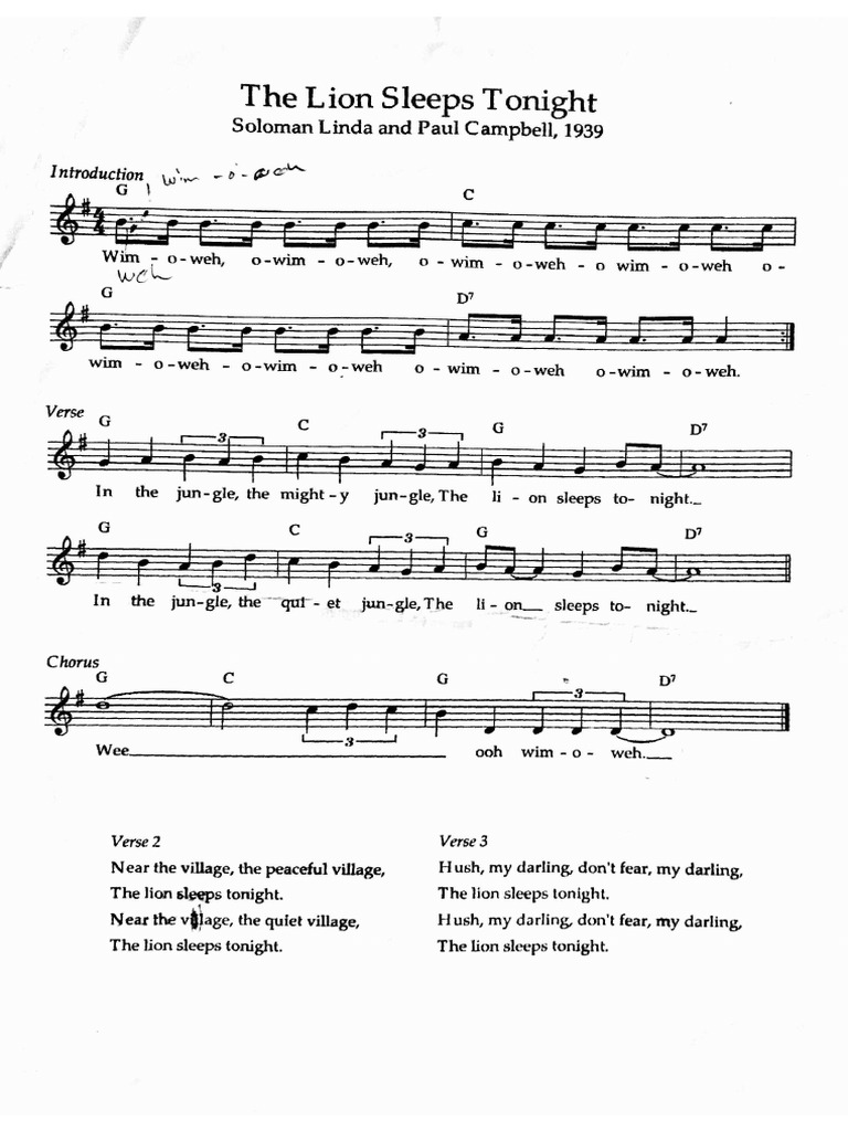 The Lion Sleeps Tonight | PDF