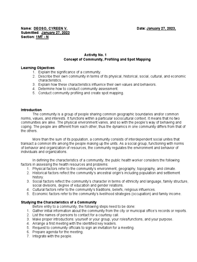 Deoso Act.1SpotMapping | PDF | Community | Behavior