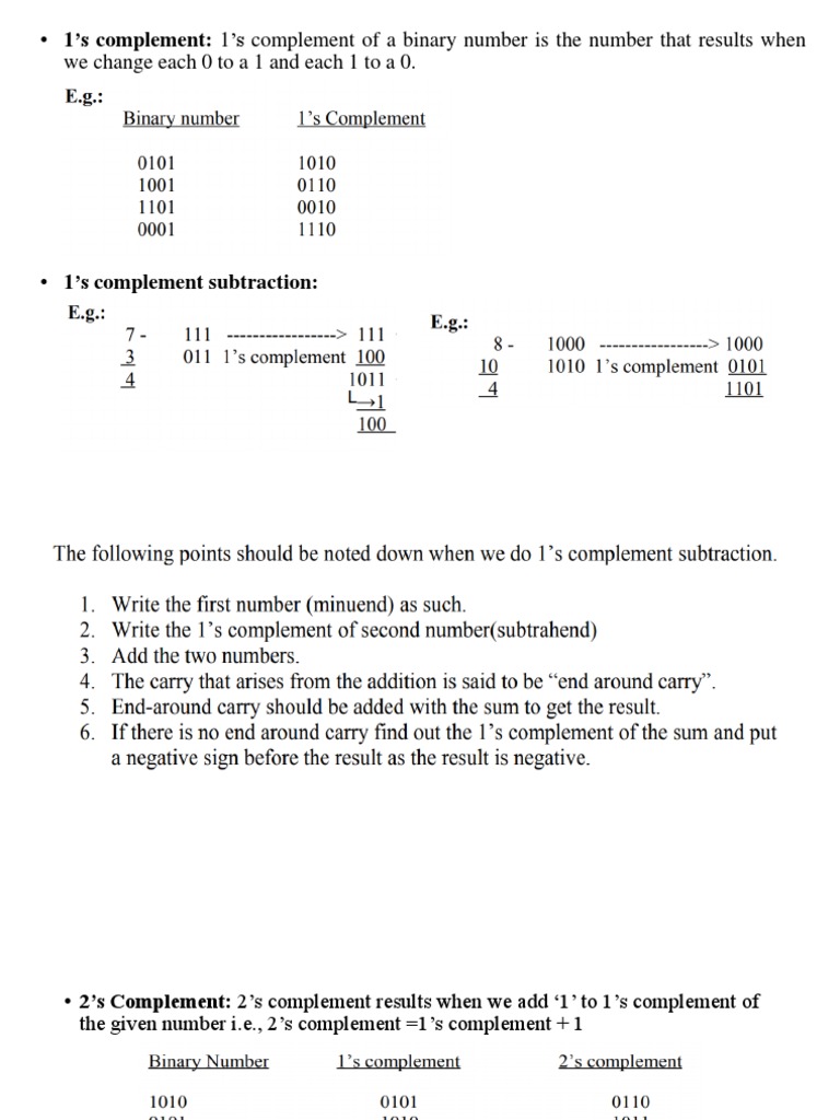 Binary Number Systems Complement Operations And Error Detection Codes Pdf Computing