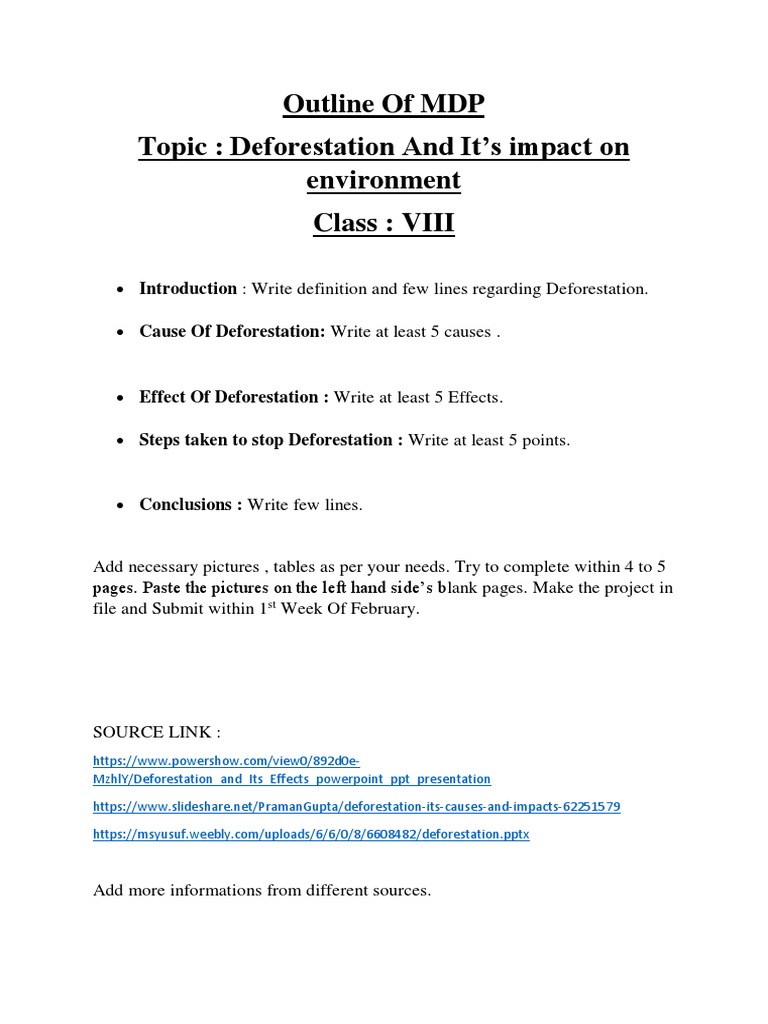 Outline of MDP For Class 8 | PDF