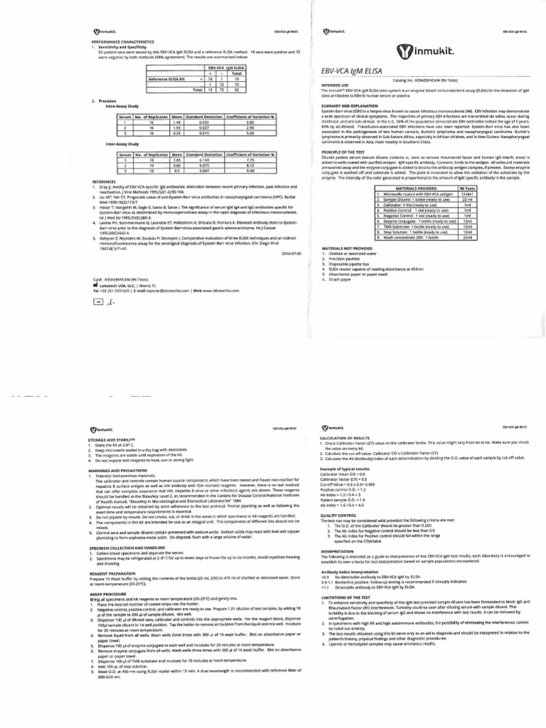 Ebv-Vca Igm Inmukit | PDF