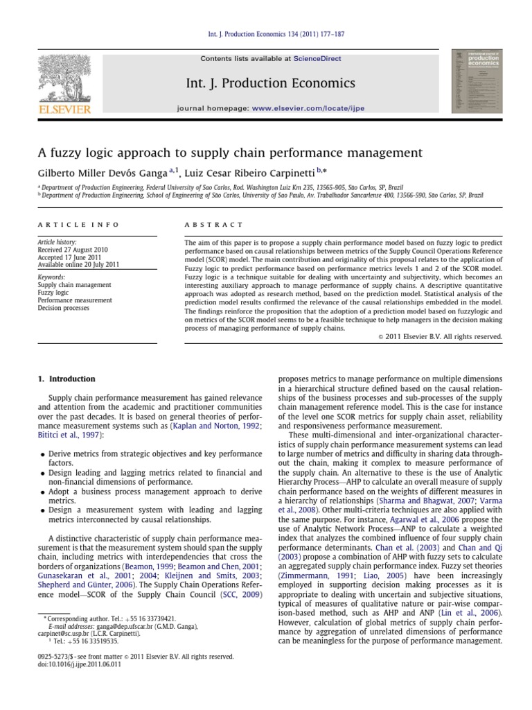 A Fuzzy Logic Approach To Supply Chain P Pdf Fuzzy Logic Logic