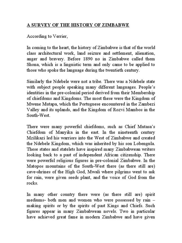 Nass Notes - History Module1 | PDF | Rhodesia | Robert Mugabe