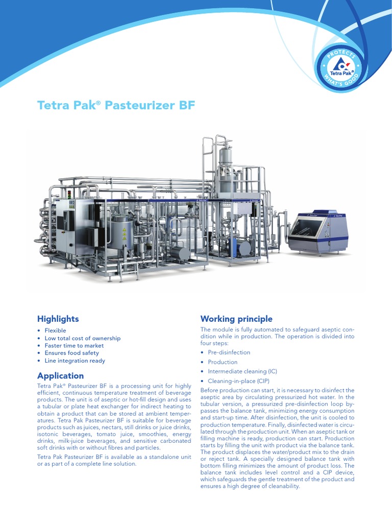 Tetra Pak Pasteurizer BF PD | PDF | Heat Exchanger | Pump Tetra Pak Pasteurizer BF PD | PDF | Heat Exchanger | Pump