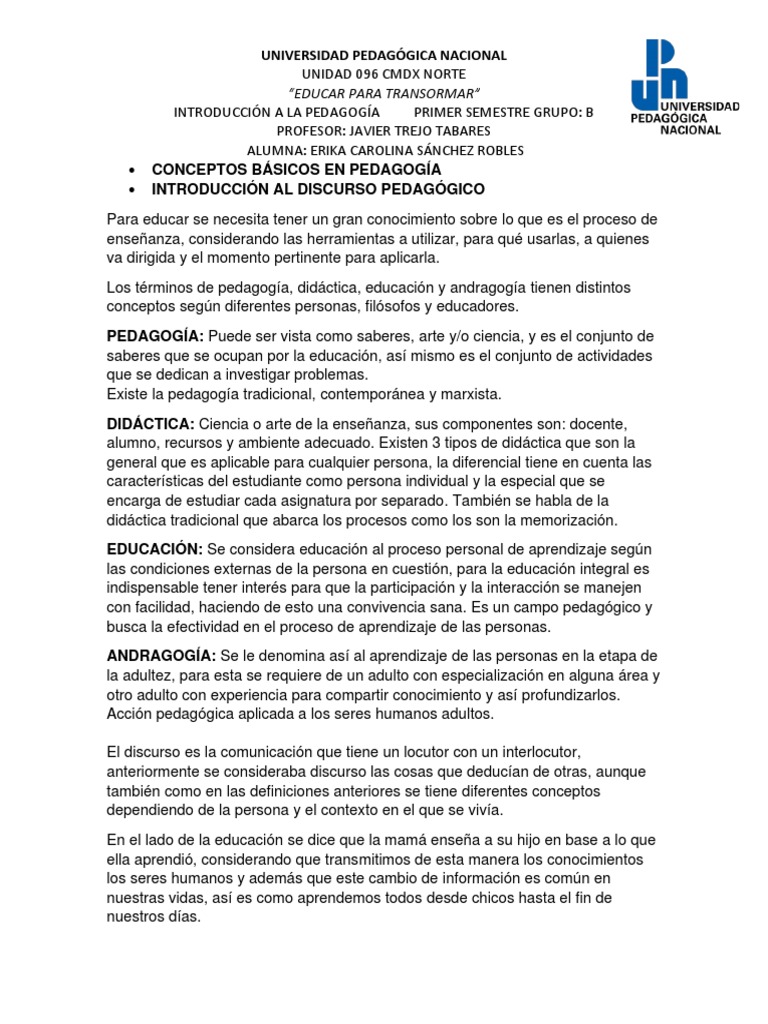 Conceptos Básicos en Pedagogía | PDF | Enseñando | Aprendizaje