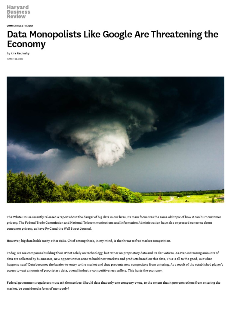 Google and the Data Monopoly Threat | PDF | Monopoly | Big Data