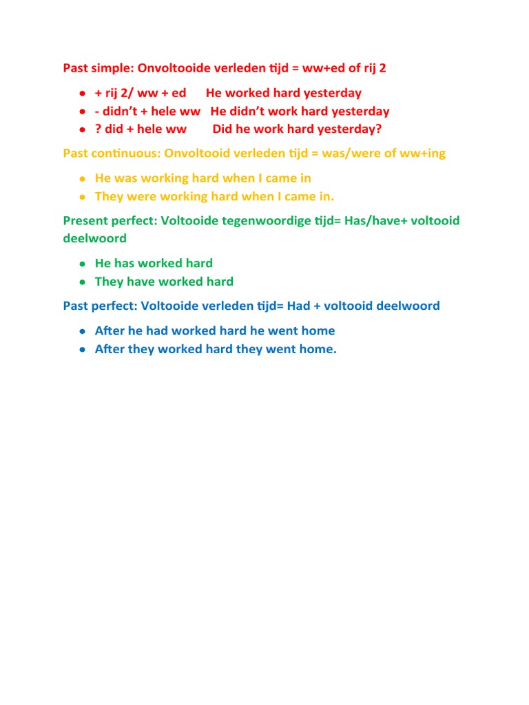 Verleden Tijd en Tegenwoordige Tijd | PDF