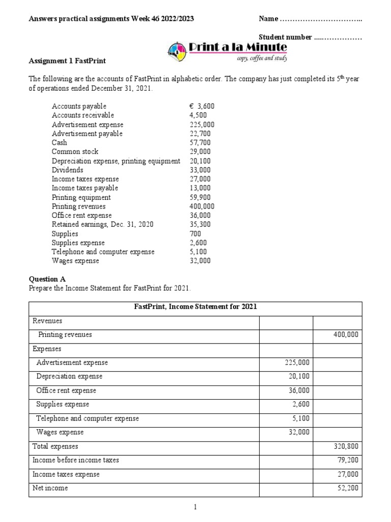 Answers Practical Assignments Week 46 2022/2023 Name ... Student Number .... . Assignment 1 ...