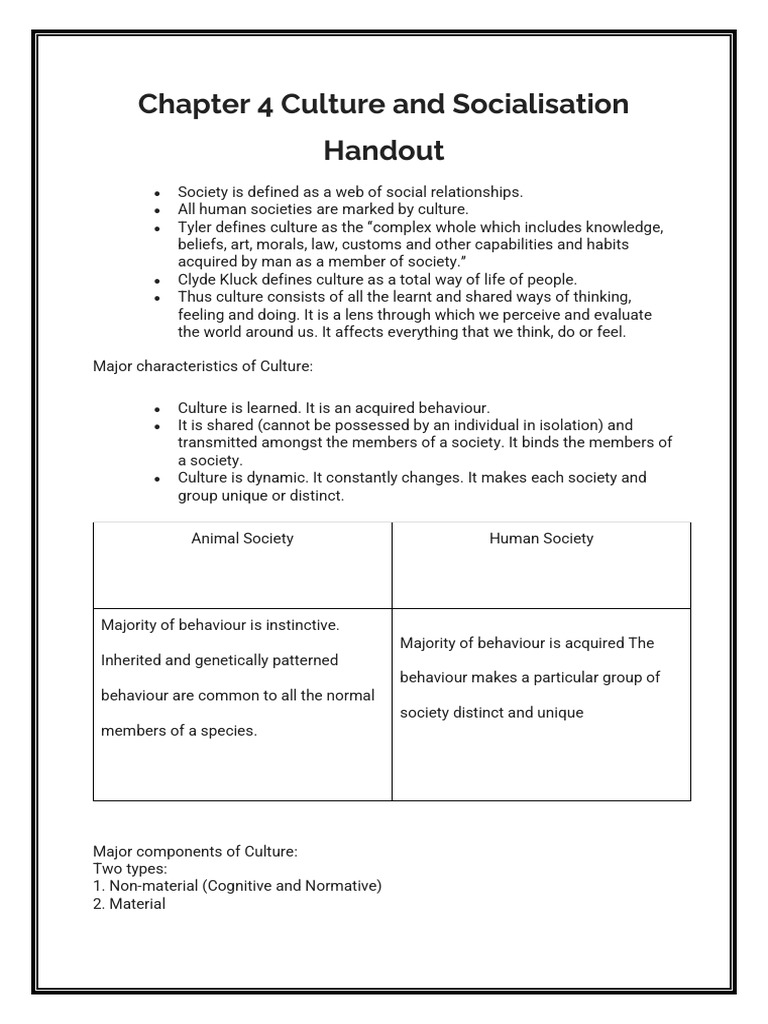 Chapter 4 Culture and Socialisation | PDF | Socialization | Behavior